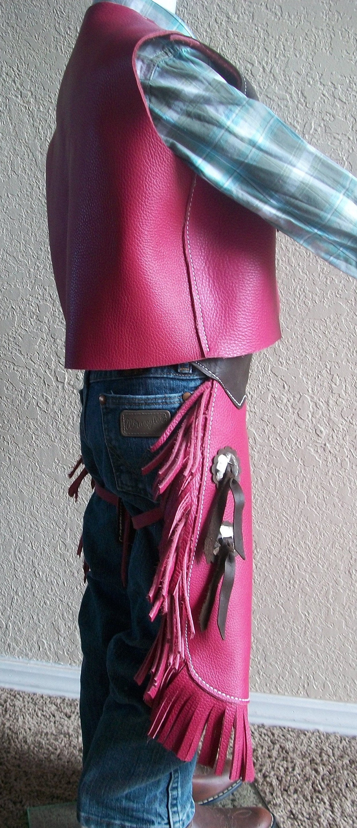 Custom Made Leather Kid's/ Chinks and Vest Set/new/ Pink/r | Etsy