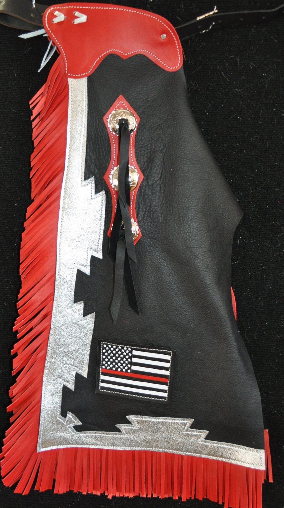 Custom Made Thin Red Line Chaps/ New/ Custom Leather/ Rodeo Chaps/r Bar ...