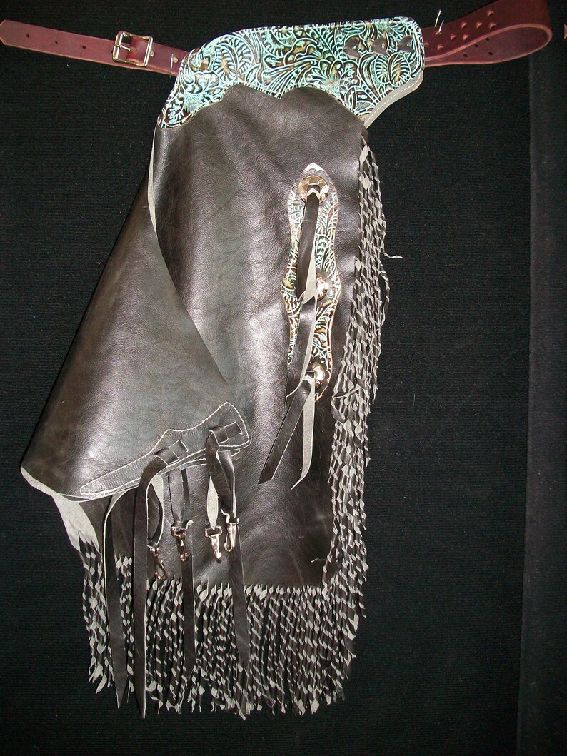 Custom Made Leather Chinks/new Chaps/distressed/ Turquoise/r - Etsy