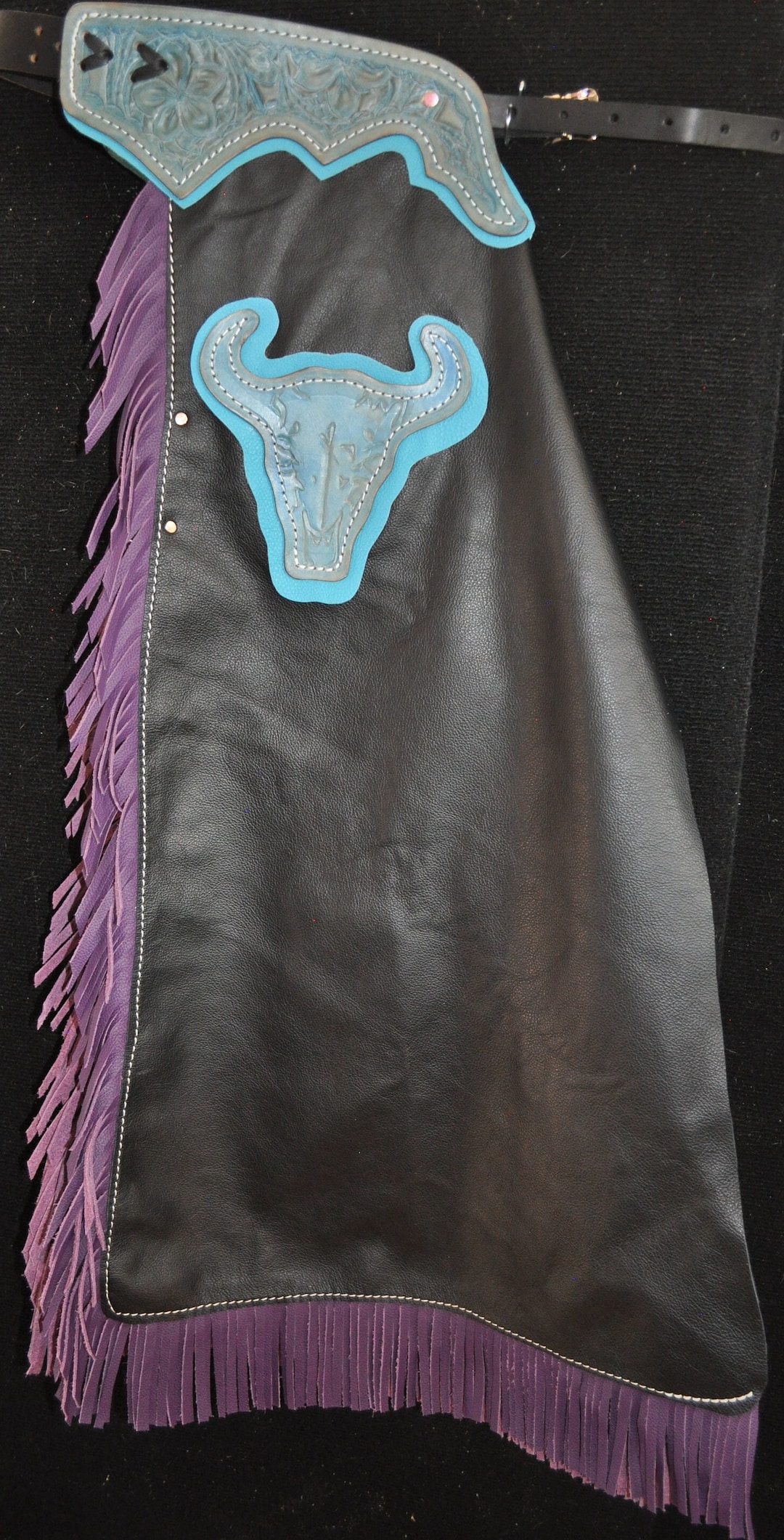 Custom Made Kid's Bronc/bull Riding Chaps/ New/ Custom Leather/ Rodeo ...