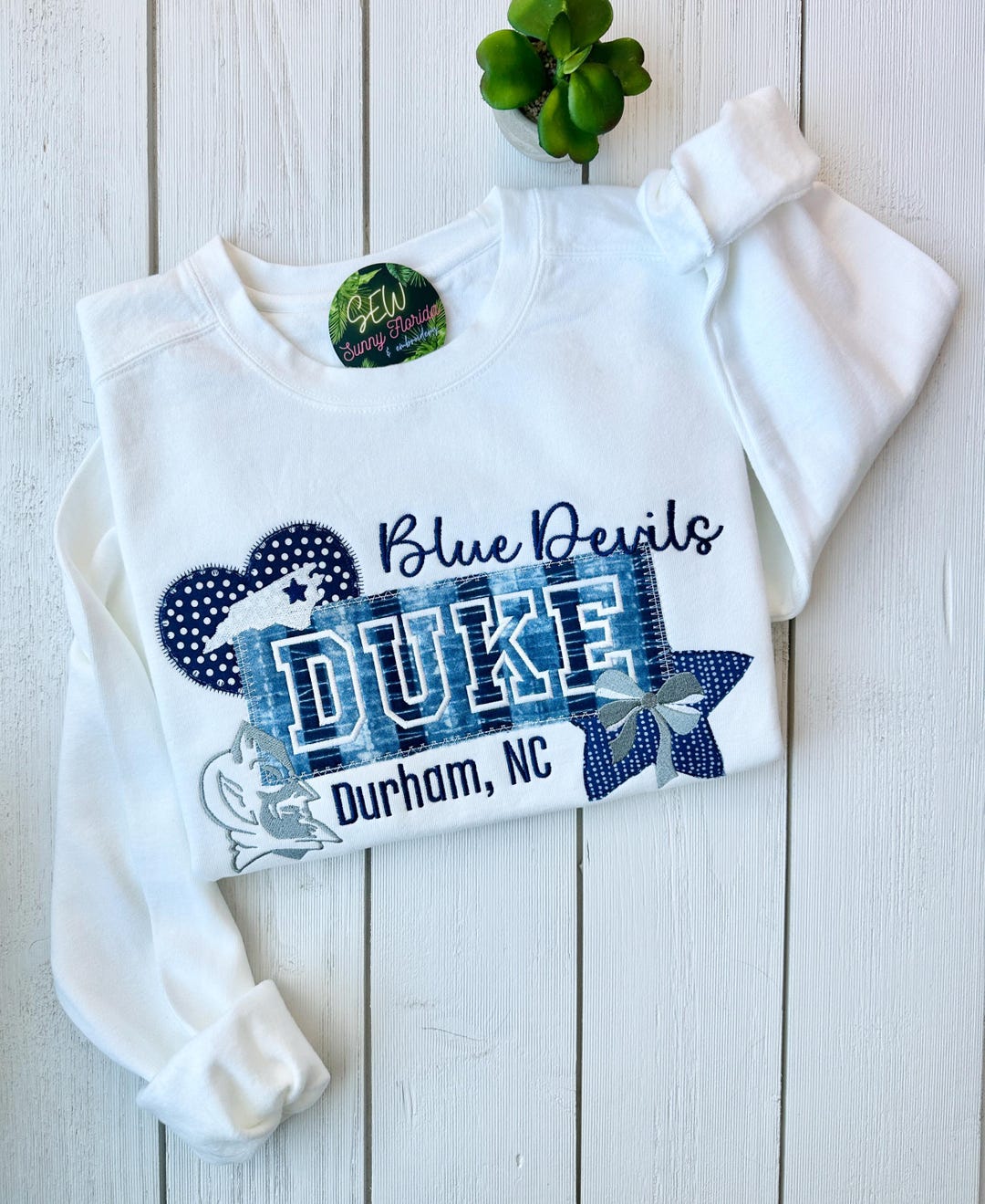 Custom Patchwork College Sweatshirt: Embroidered Fabric Collage ...