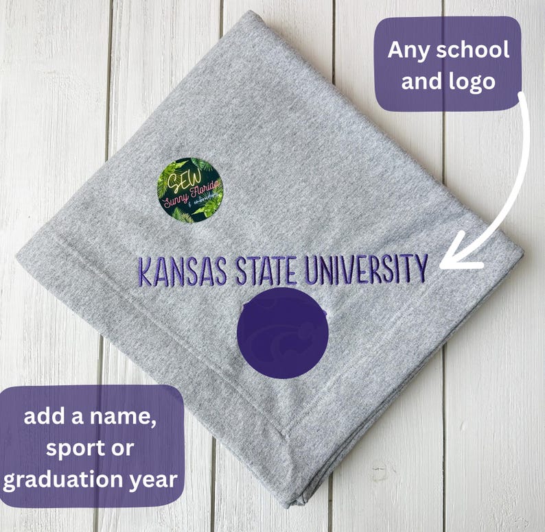 Custom Embroidered College Blanket, Personalized Stadium Throw - Etsy