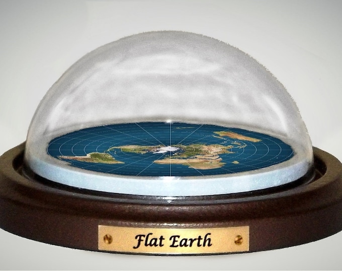 Flat Earth Map Dome Display Model - Wood Base, Plastic Dome, Gift - Etsy