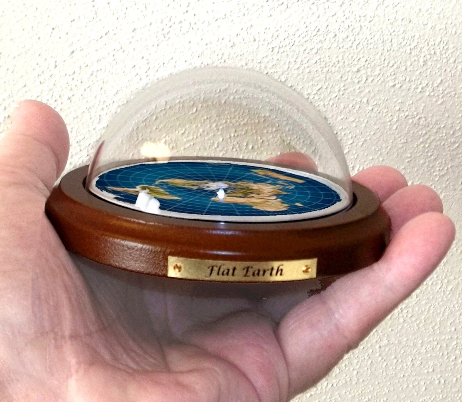 Flat Earth Map Dome Display Model Wood Base Plastic Dome - Etsy