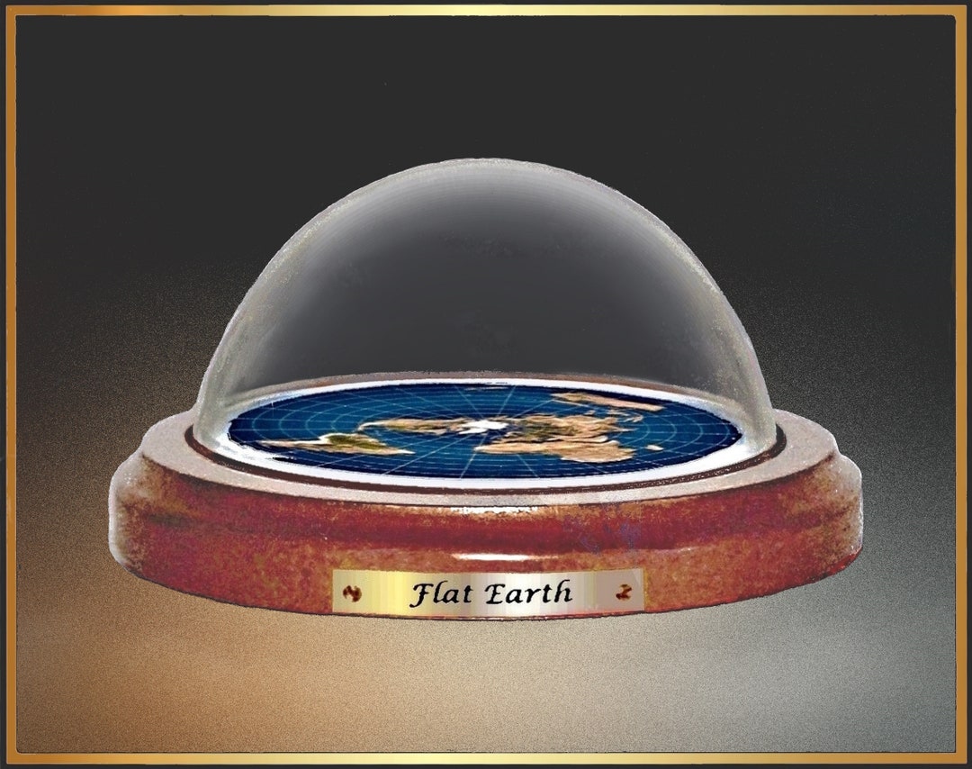 Flat Earth Map Dome Display Model Wood Base, Acrylic Dome, Gift - Etsy