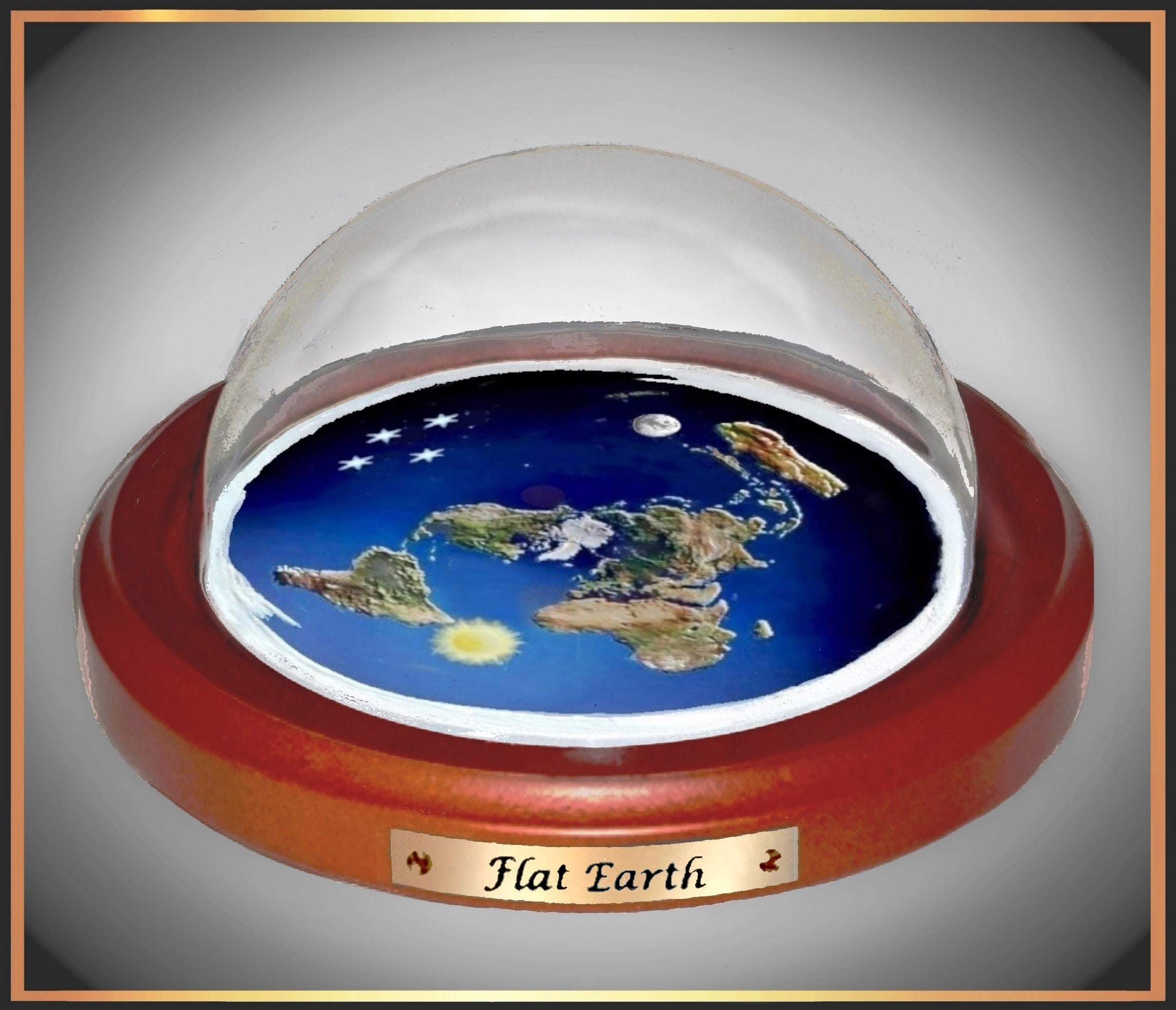 Flat Earth Map Dome Display Model Sun Moon Stars 5diameter - Etsy