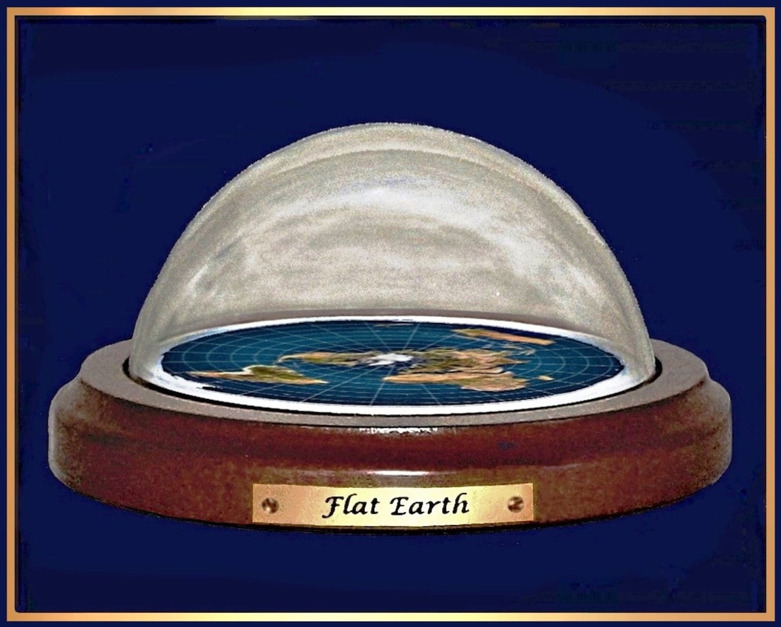 Flat Earth Map Dome Display Model Wood Base Plastic Dome - Etsy