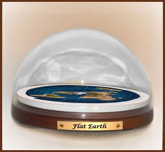 Flat Earth Map Dome Display Model Wood Base Plastic Dome - Etsy