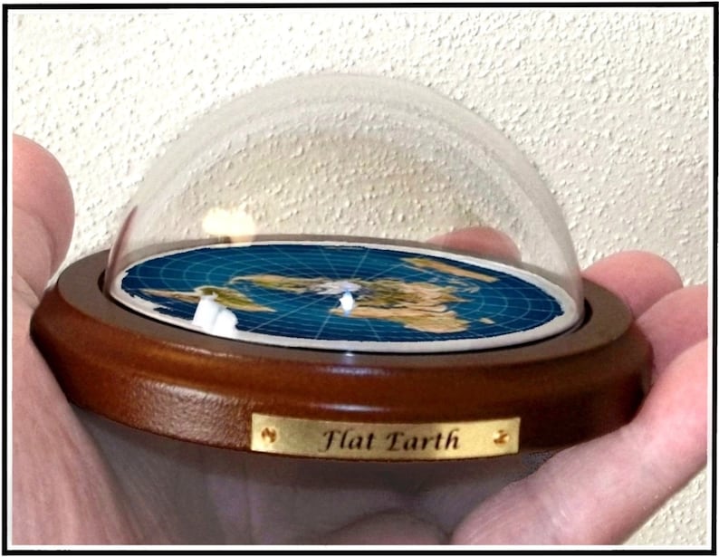 Flat Earth Map Dome Display Model Wood Base Acrylic Dome - Etsy
