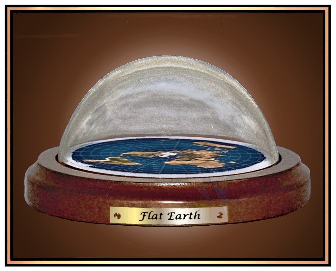Flat Earth Map Dome Display Model Wood Base Acrylic Dome - Etsy
