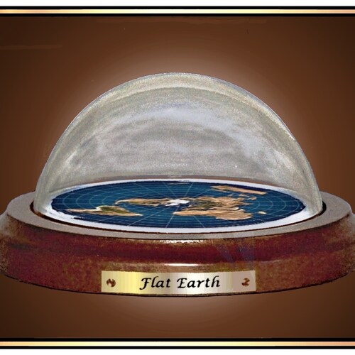 Flat Earth Map Dome Display Model Wood Base Acrylic Dome - Etsy