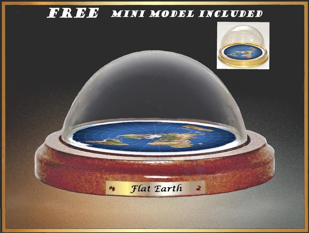 Flat Earth Map Dome Display Model - Wood Base, Acrylic Dome, Gift - Etsy