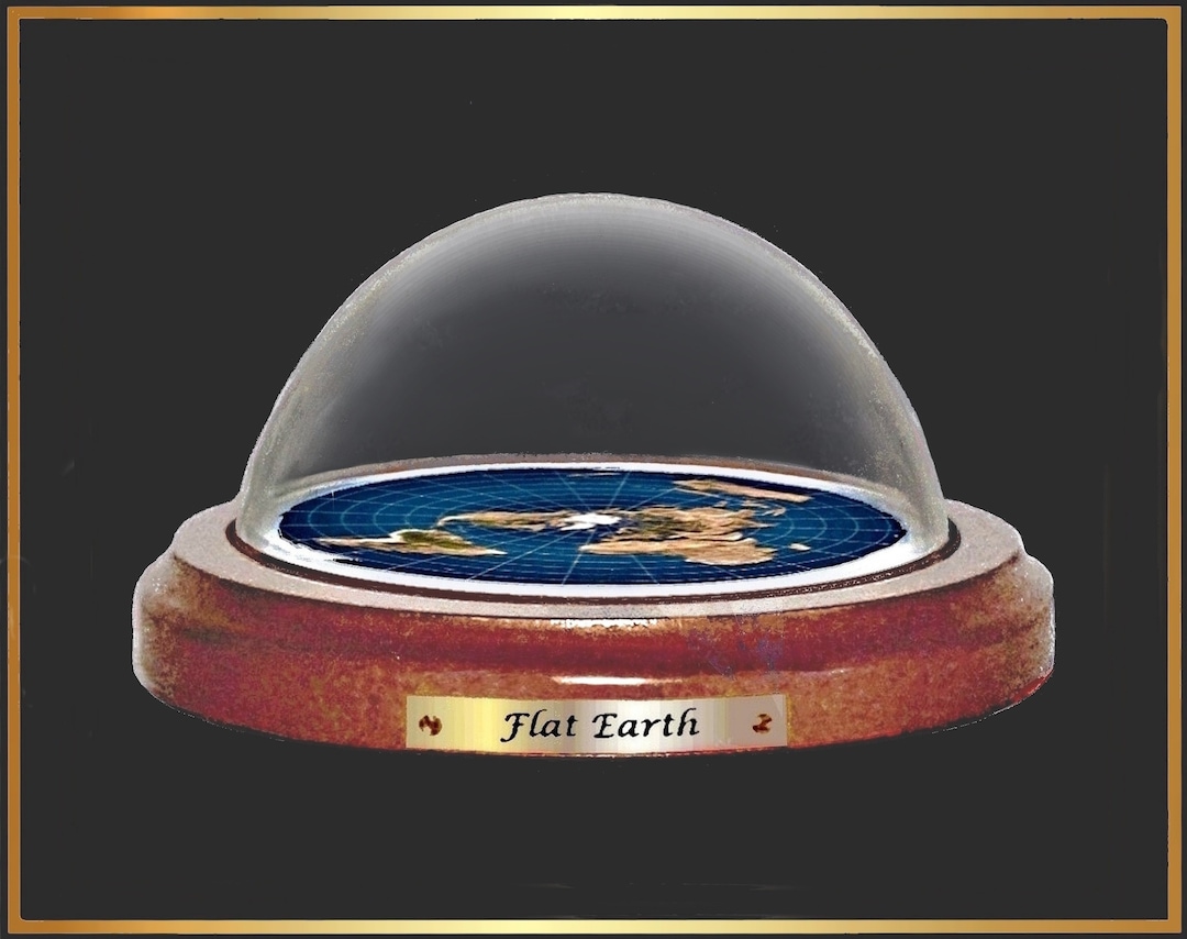 Flat Earth Map Dome Display Model Wood Base, Acrylic Dome, Gift - Etsy