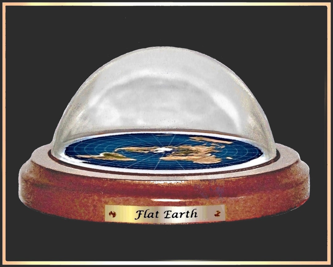 Flat Earth Map Dome Display Model Wood Base, Acrylic Dome, Gift - Etsy