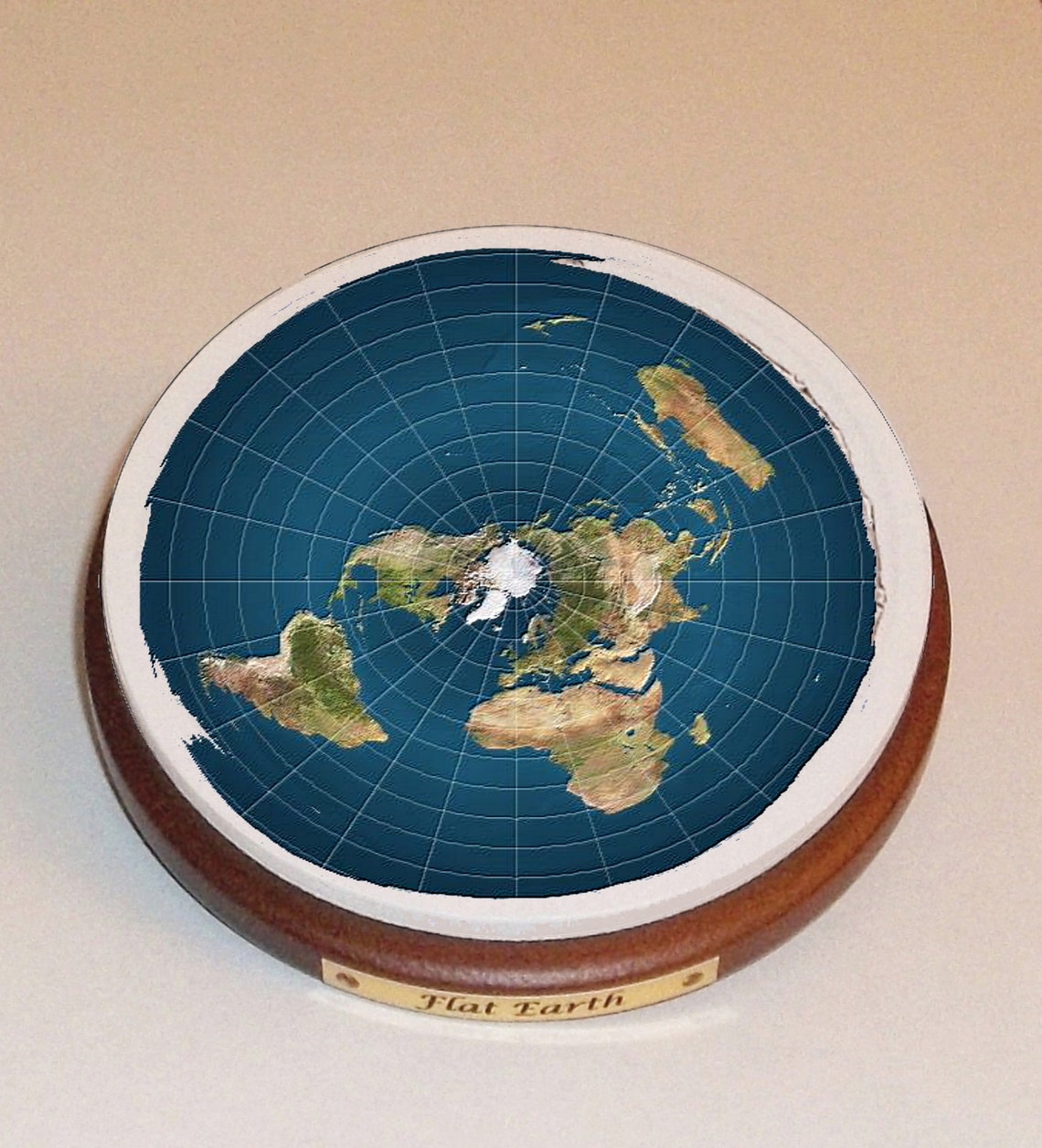 Flat Earth Map Dome Display Model Wood Base Plastic Dome - Etsy