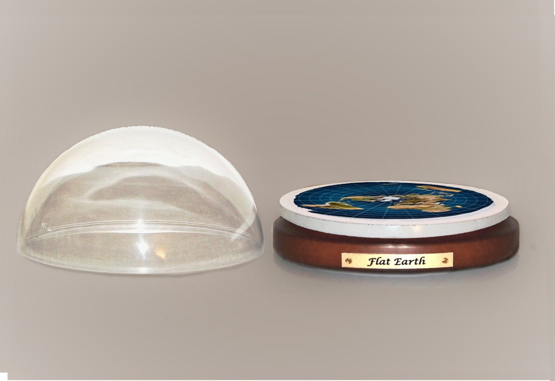 Flat Earth Map Dome Display Model Wood Base Plastic Dome - Etsy