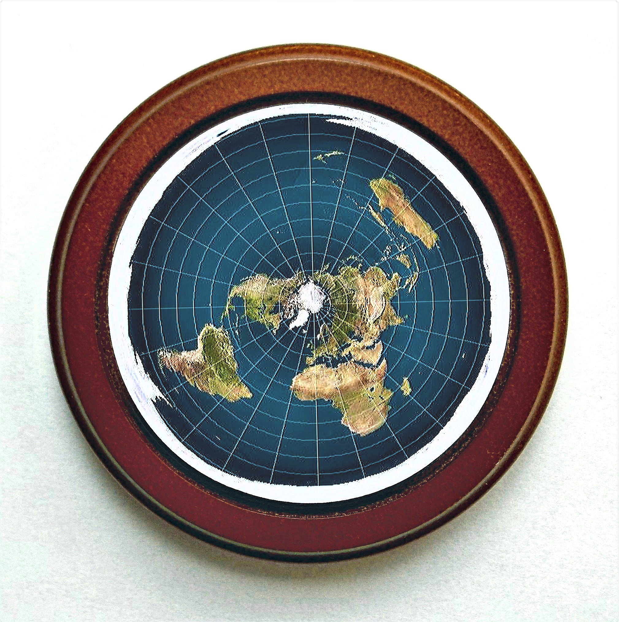 Flat Earth Map Dome Display Model Wood Base Plastic Dome - Etsy
