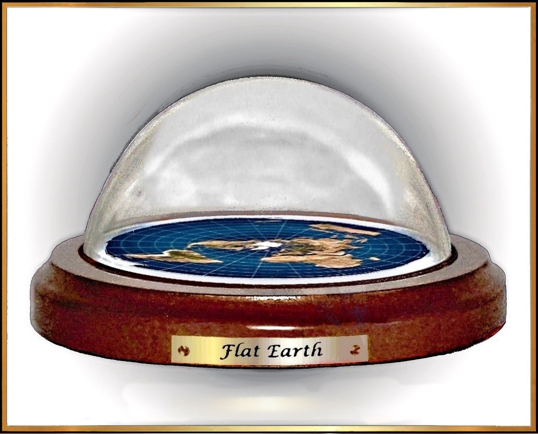 Flat Earth Map Dome Display Model Wood Base Acrylic Dome - Etsy New Zealand