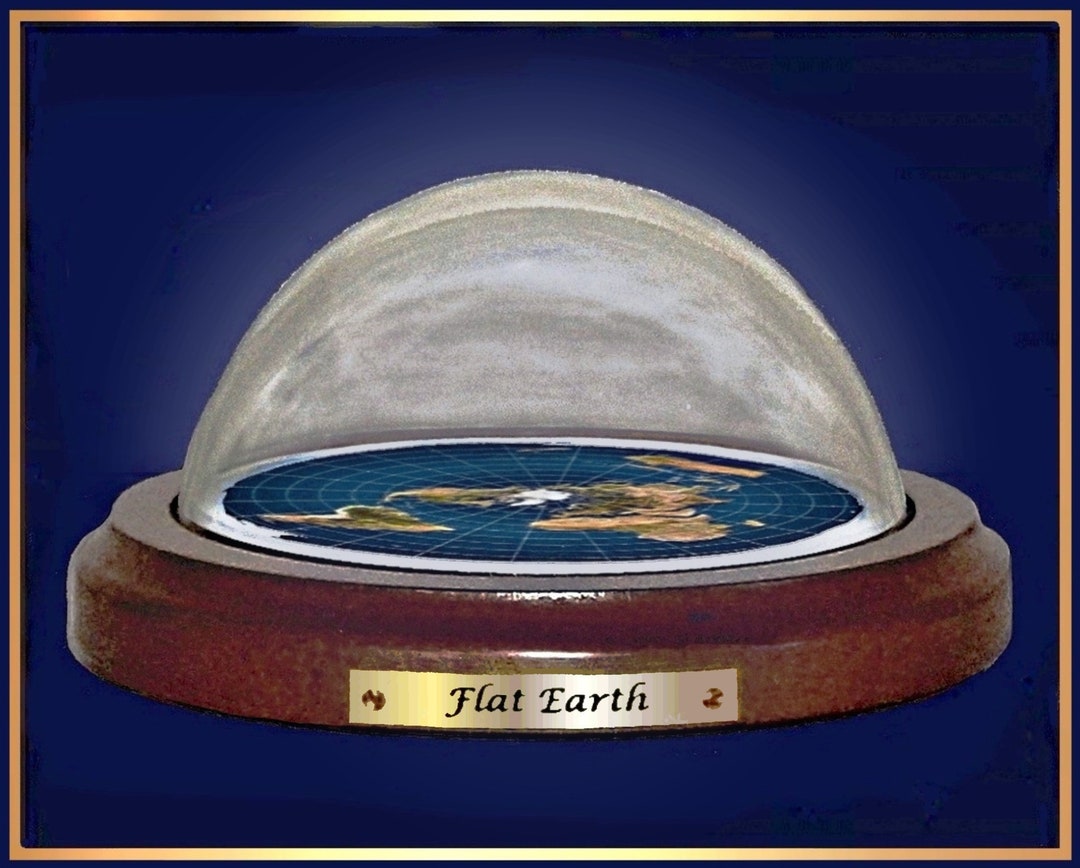 Flat Earth Map Dome Display Model Wood Base Plastic Dome - Etsy