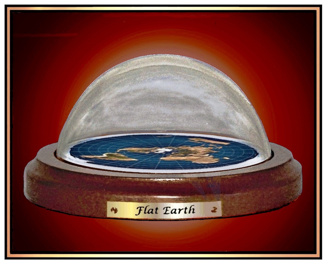 Flat Earth Map Dome Display Model Wood Base Acrylic Dome - Etsy