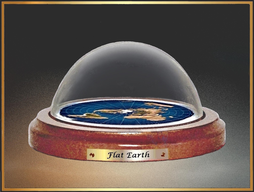 Flat Earth Map Dome Display Model Wood Base, Acrylic Dome, Gift - Etsy
