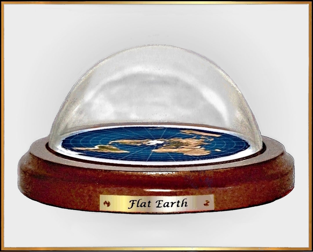 Flat Earth Map Dome Display Model Wood Base Acrylic Dome - Etsy