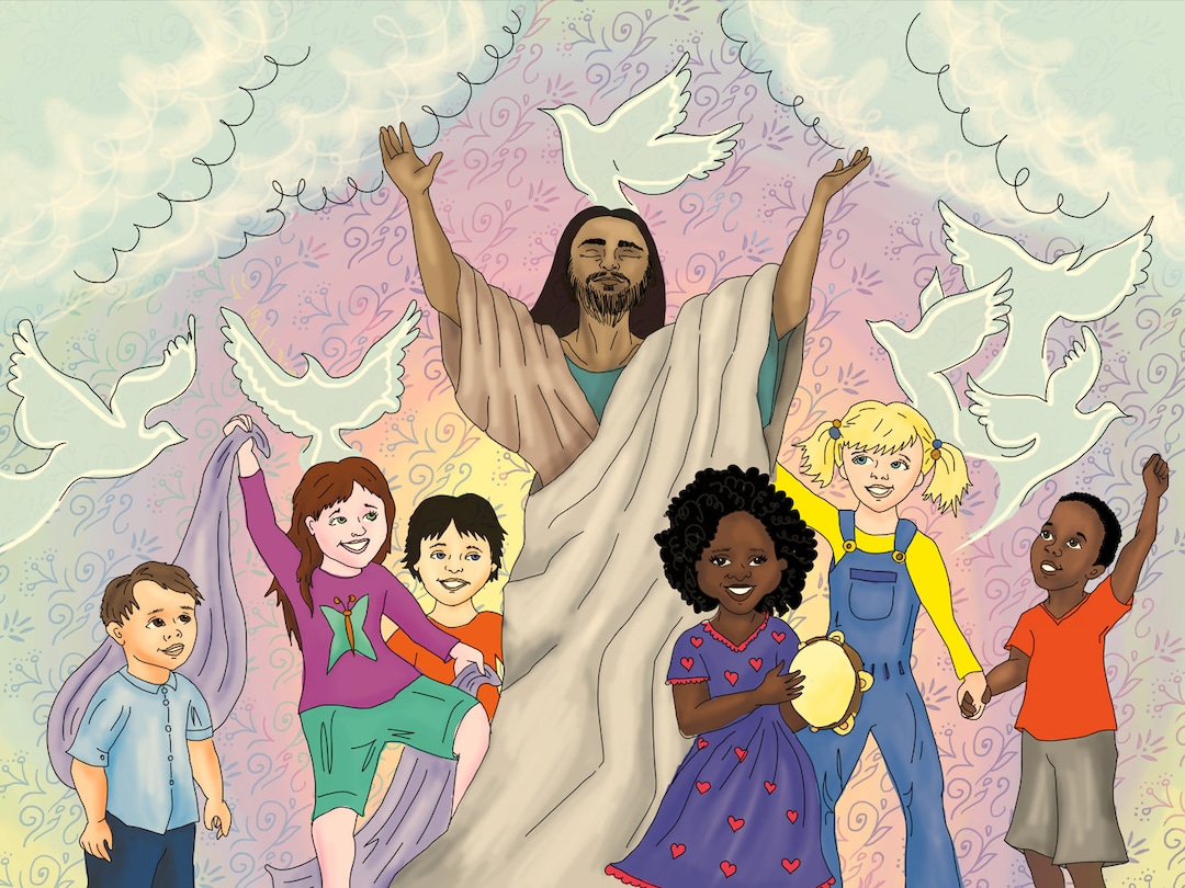Jesus and the Children, Digital Painting, Art Download, Wall Decor ...