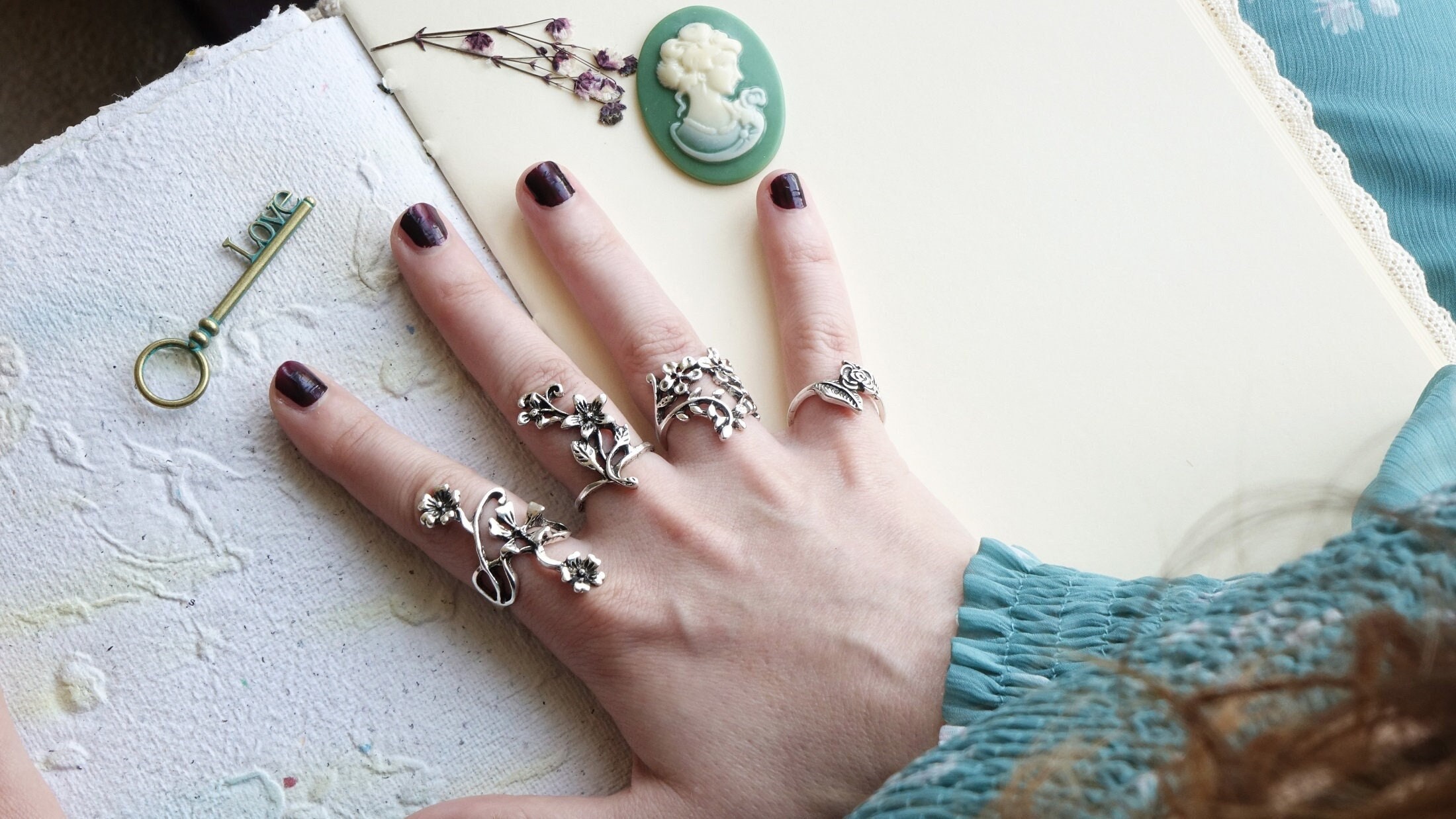 Flower Stacking Ring Set Boho Ring Set Rings for Women - Etsy