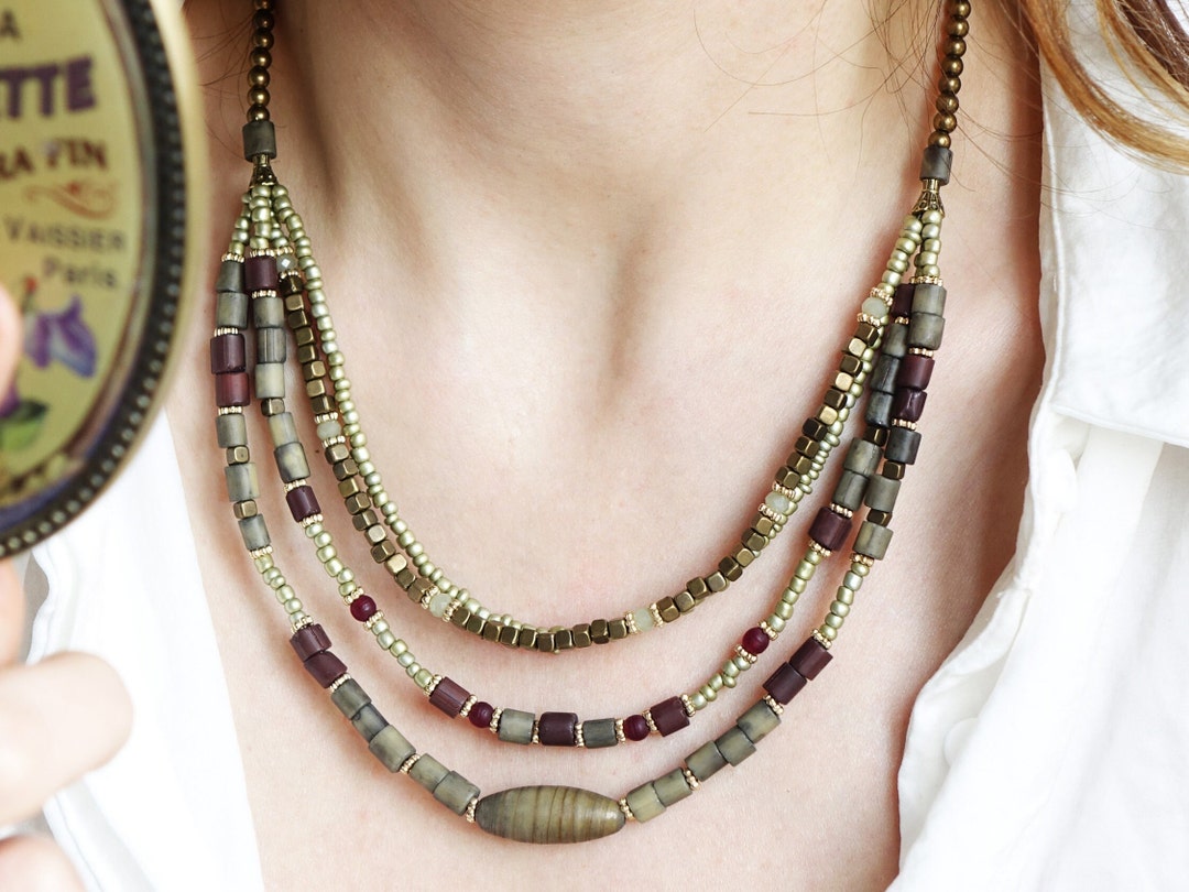 Boho Beaded Necklace - Layered Necklace - Handmade Boho Chic Necklaces ...