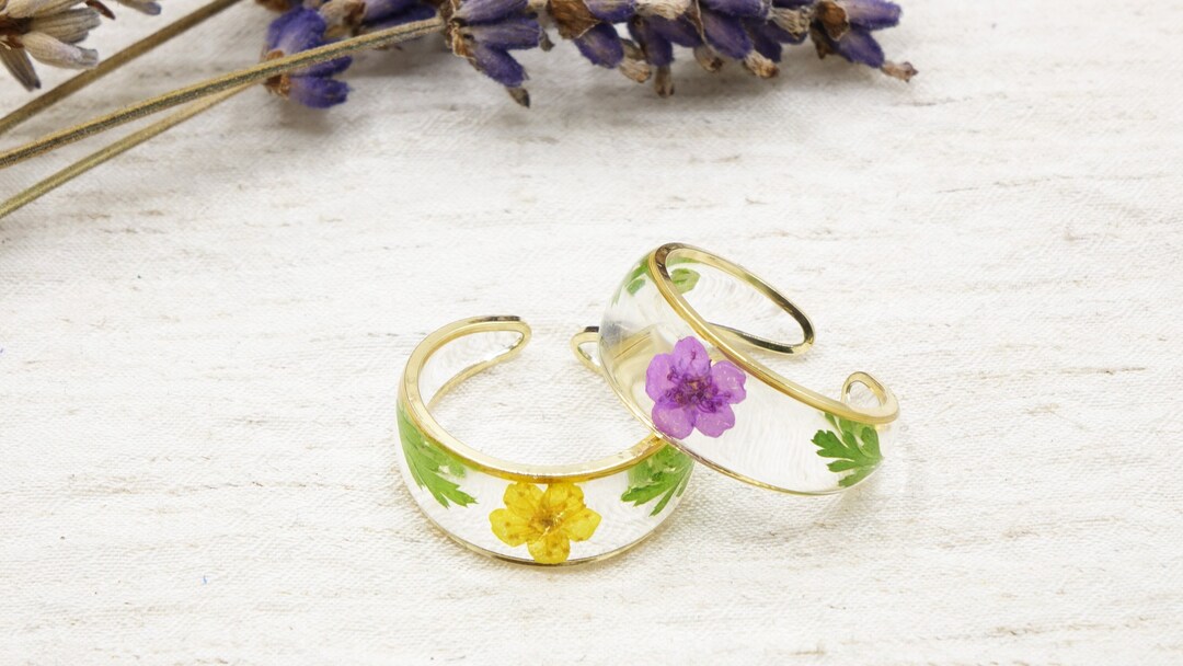 Real Flower Ring - Buttercup Ring - Pressed Flower Ring - Floral Band ...