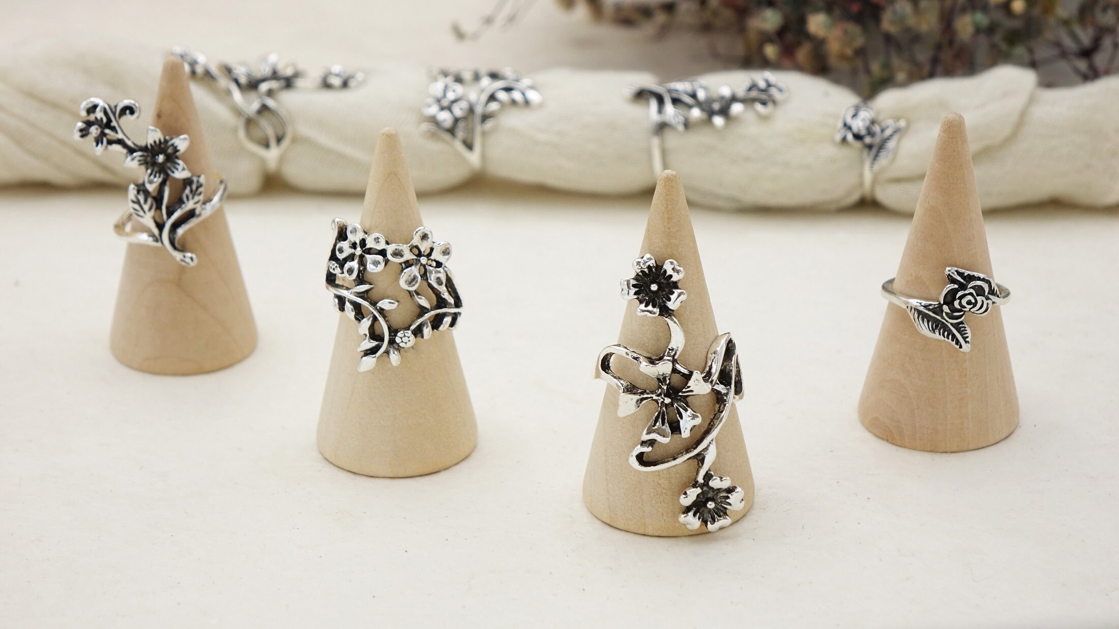 Flower Stacking Ring Set Boho Ring Set Rings for Women - Etsy