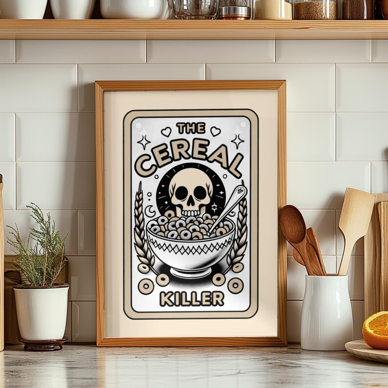 Cereal Killer Tarot Print, Gothic Skeleton Art - Etsy