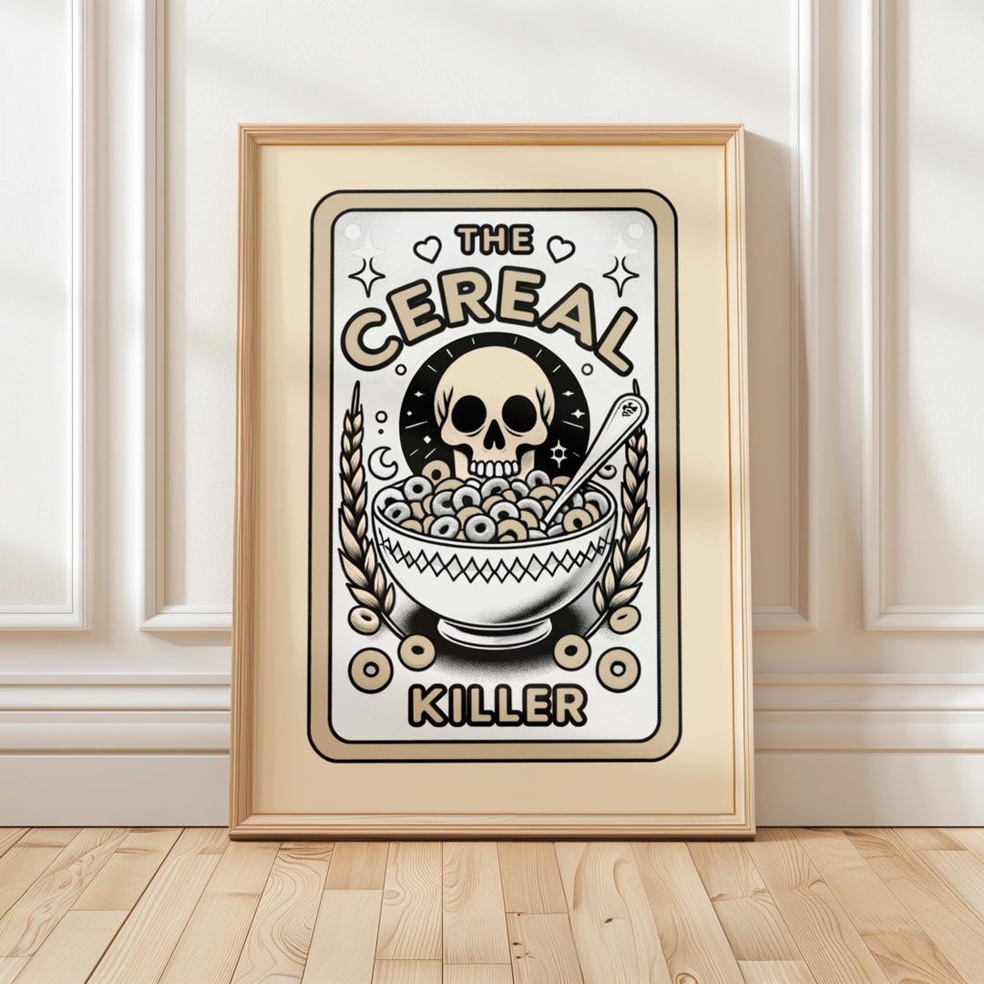 The Cereal Killer Tarot Print, Skeleton Wall Art, Tarot Art Print ...