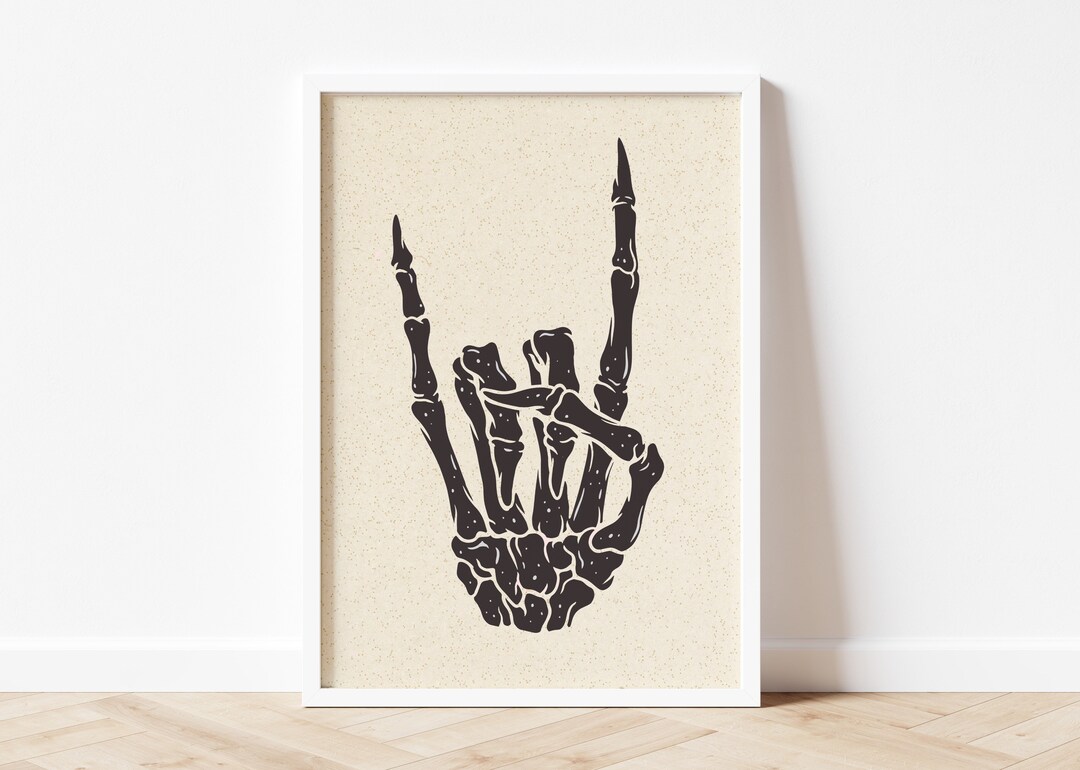 Skeleton Hand Wall Art, Skeleton Print, Halloween Decor, Halloween ...