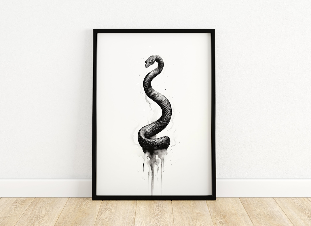 Snake Wall Print, Gothic Ink Wall Art, Monochrome Prints, Goth Wall ...