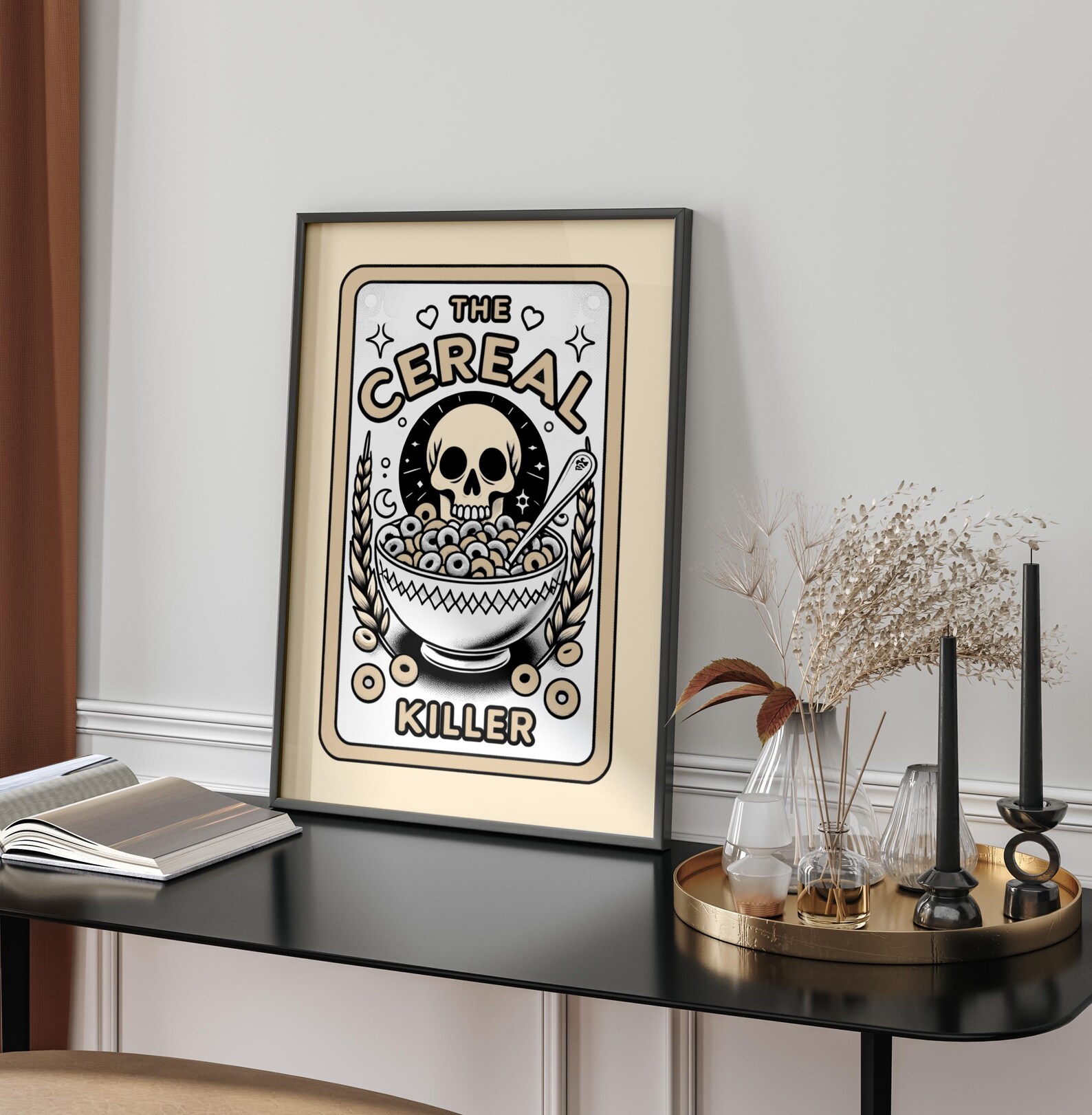 Cereal Killer Tarot Print, Gothic Skeleton Art - Etsy