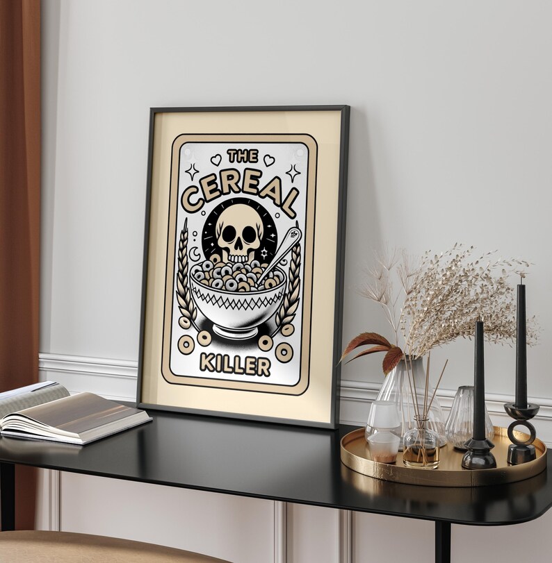 Cereal Killer Tarot Print, Gothic Skeleton Art - Etsy