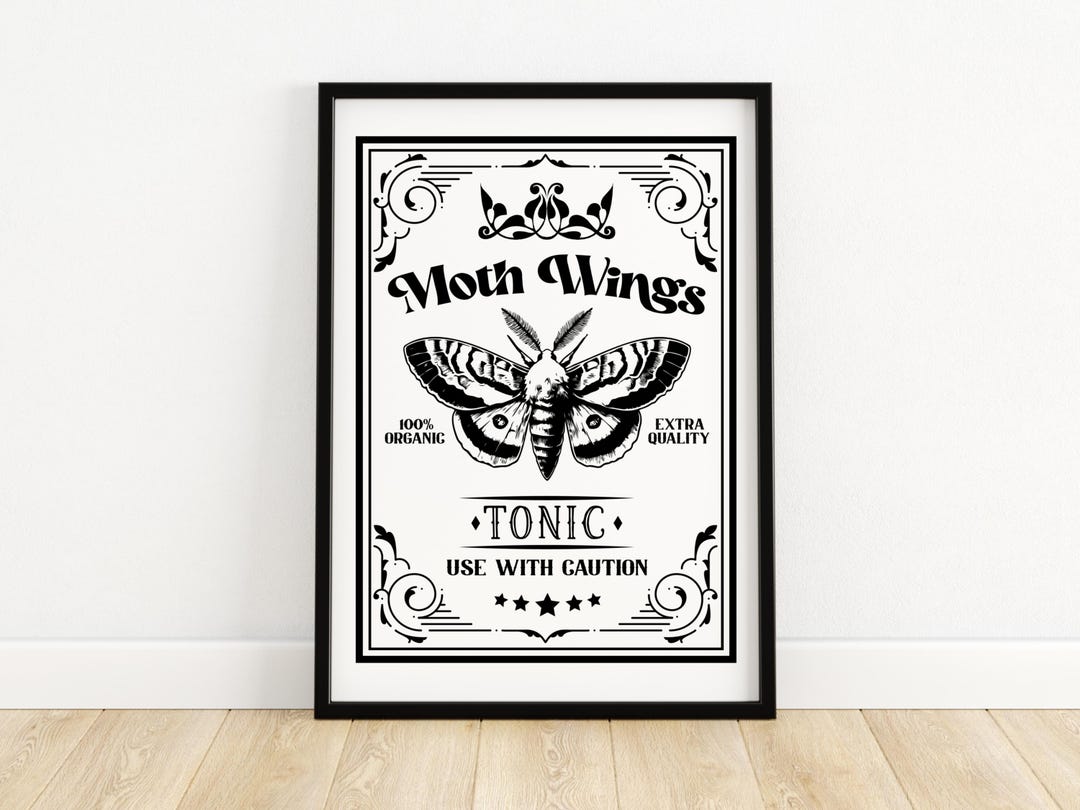 Moth Tonic Wall Art, Emo Prints, Alternative Gift, Gothic Home Decor ...