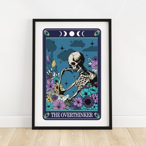 The Overthinker Tarot Card Print, Celestial Gothic Skeleton Art - Etsy UK