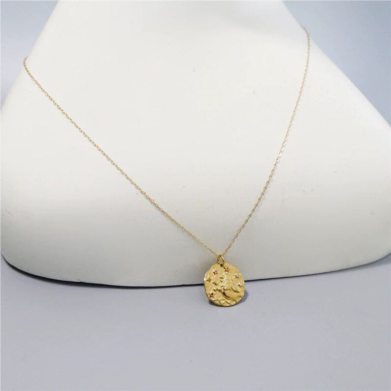 14k Gold Coated Silver Zodiac Sign Coin Necklace Leo Coin - Etsy