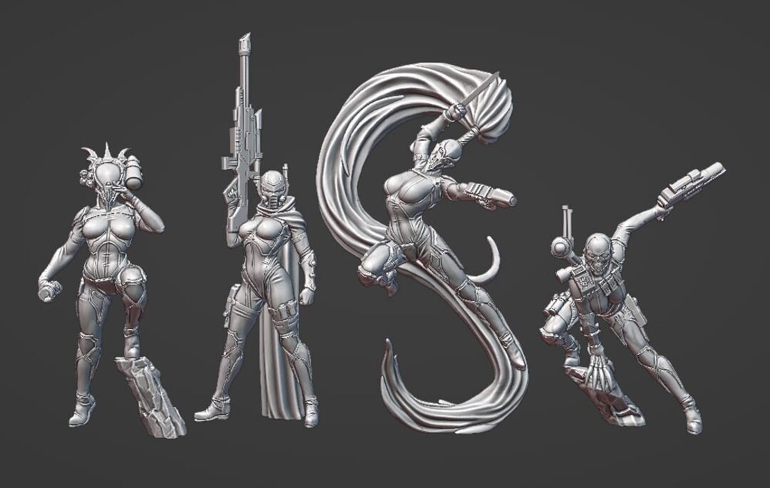 3D Printed Female Agents of the Assassins Sniper Killer Berserker ...