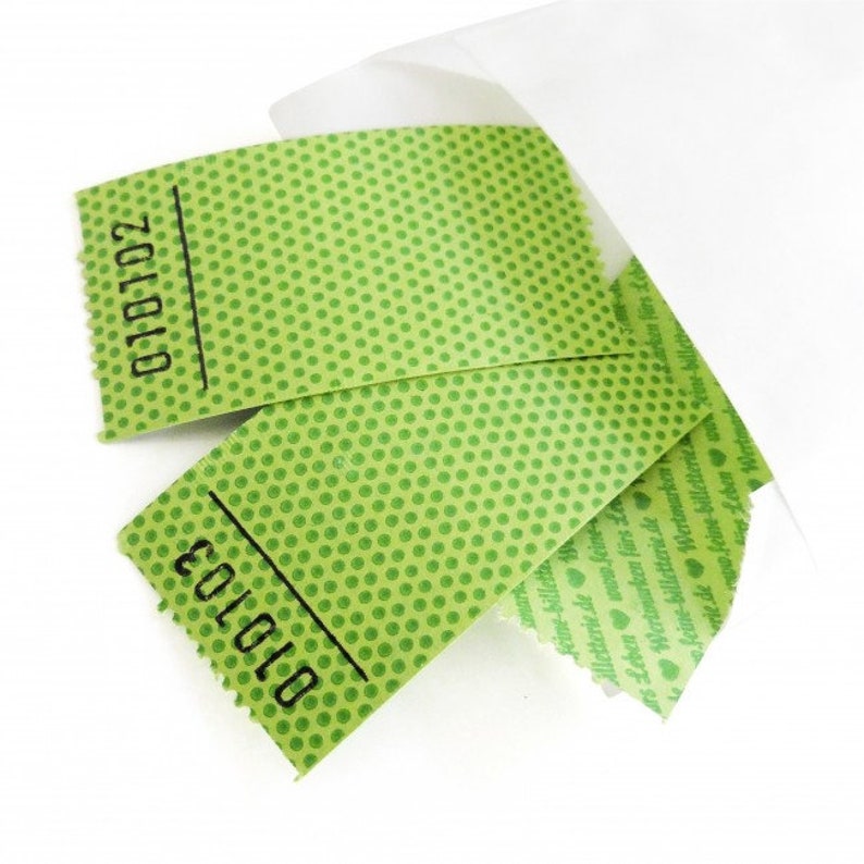 Lucky Ticket Blank (green Dotted) Roll of 100 - Etsy