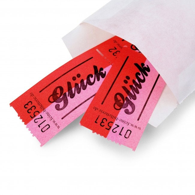 Lucky Tickets GLÜCK (luck) Pink, Roll of 100 - Etsy UK