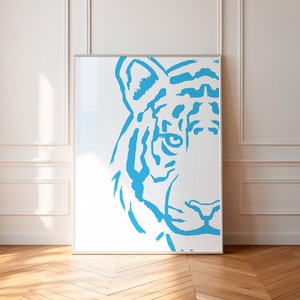 Tiger Poster Feline Blue Wall Art Wild Cat Poster Tiger - Etsy