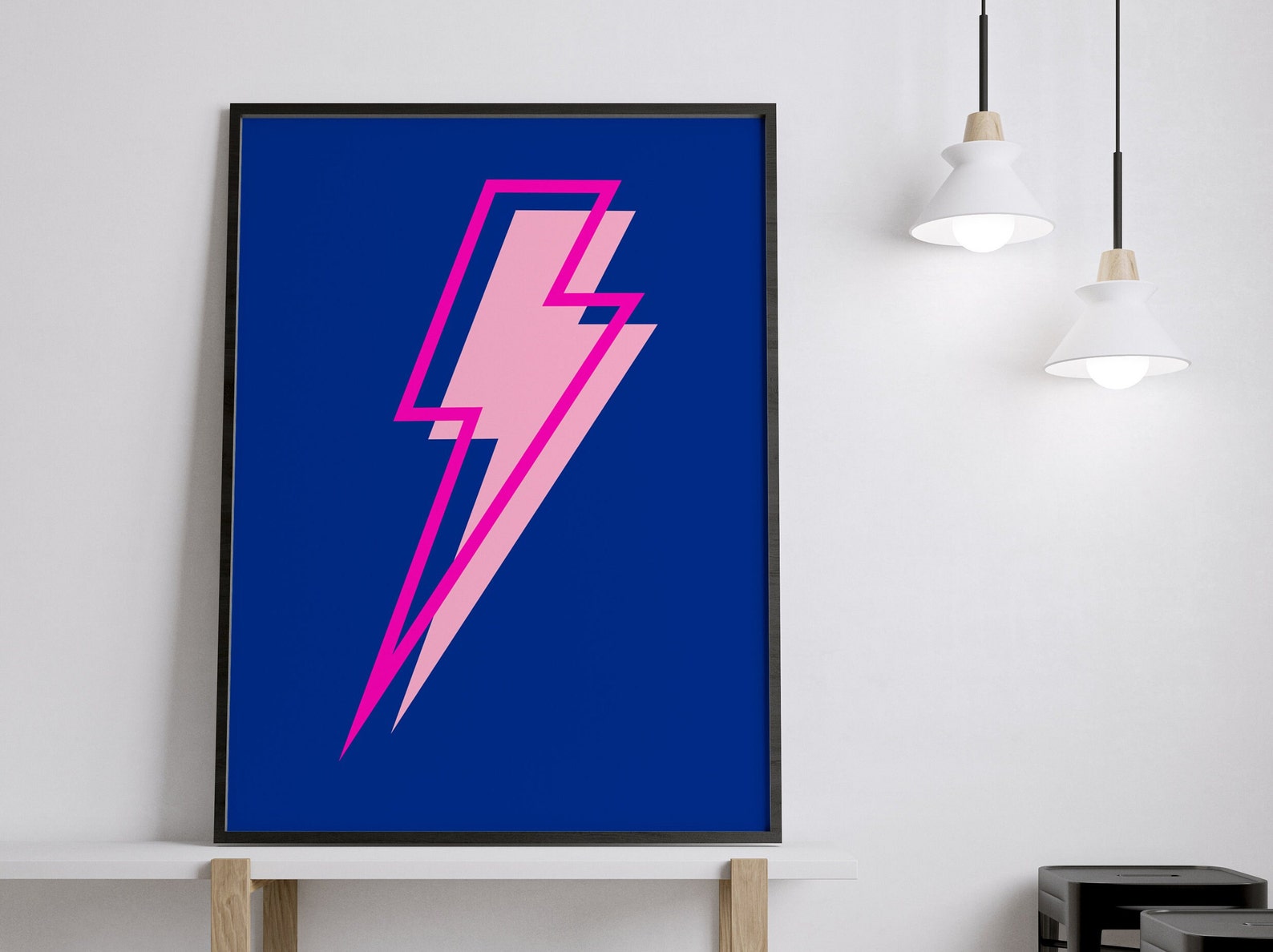 Navy Blue Lightning Bolt Poster, Preppy Wall Art, Dorm Room Decor ...
