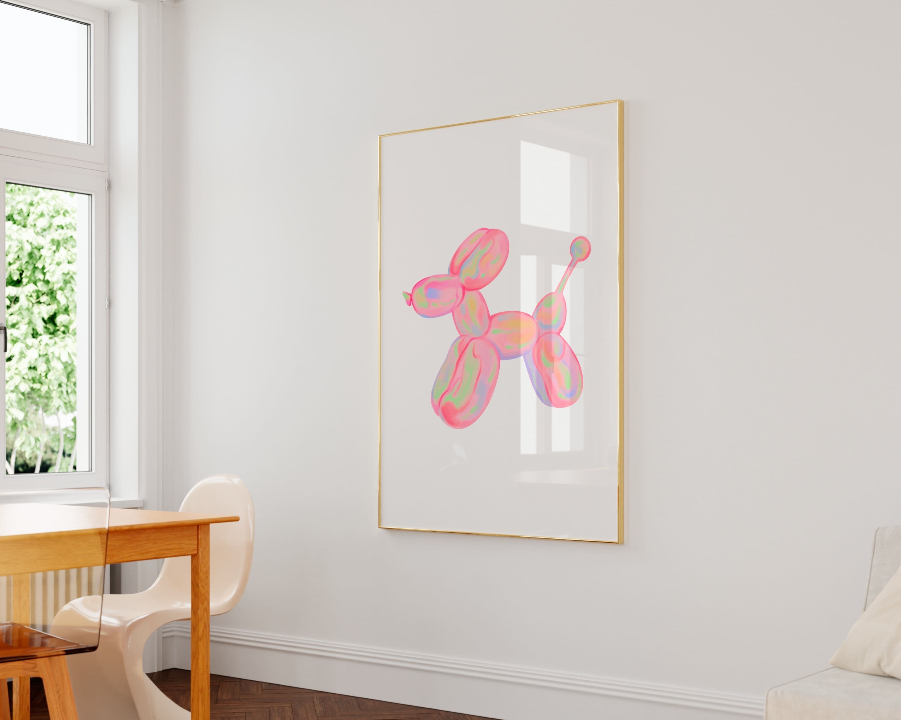 Balloon Dog Wall Art Pink Preppy Print College Dorm Poster Trendy ...
