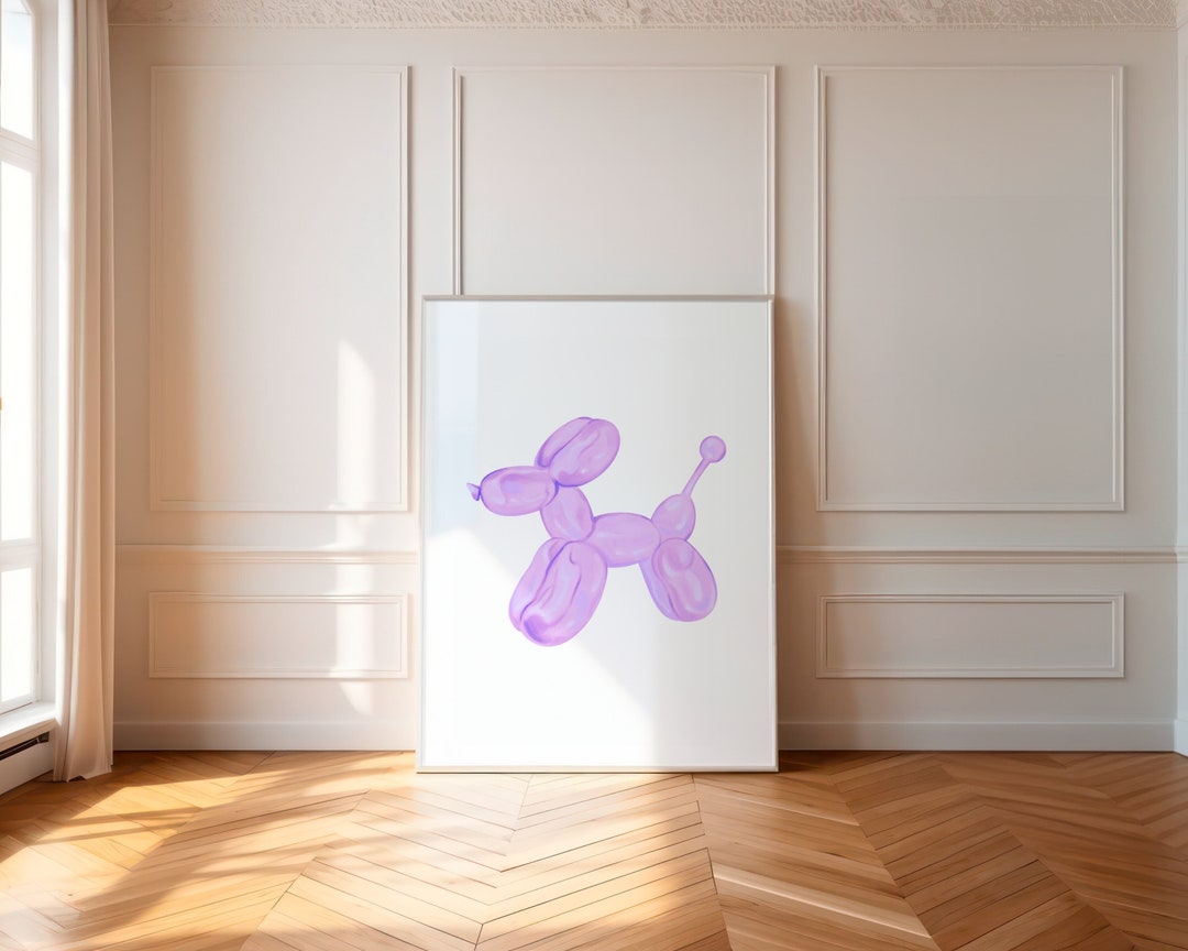Lilac Preppy Print Balloon Dog Wall Art College Dorm Poster Trendy ...