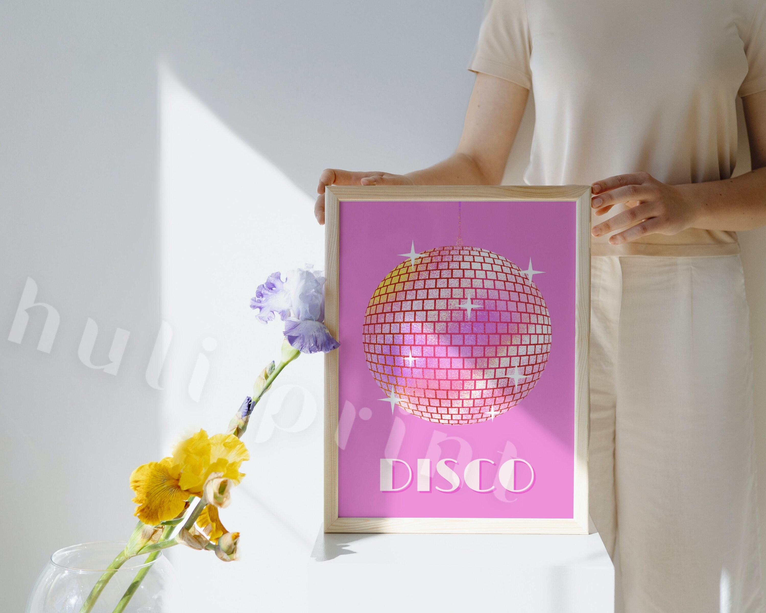 Pink Disco Ball Poster Preppy Wall Art Retro Preppy Room - Etsy