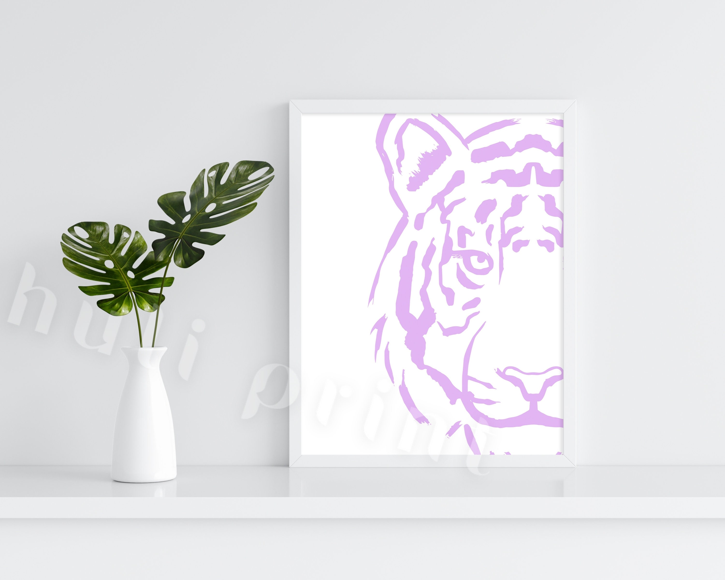 Preppy Tiger Poster Preppy Dorm Room Decor Feline Purple - Etsy