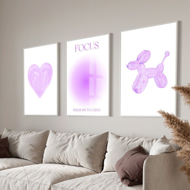 Purple Preppy Wall Art Set Aura Poster Funky Room Decor - Etsy